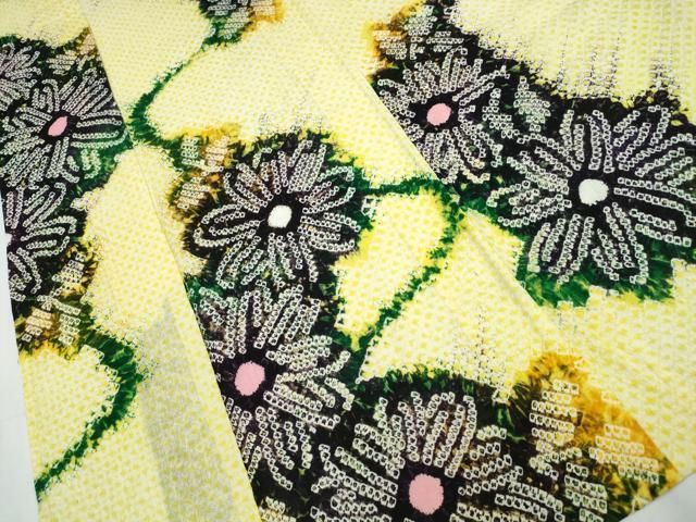 平和屋着物∴夏物 浴衣 有松鳴海絞り 流水菊文 綿 逸品 未使用