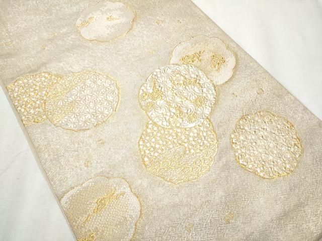 平和屋着物○西陣の名門 加納幸謹製 六通柄袋帯 唐織 花丸文 金銀糸