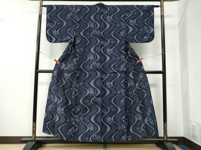 平和屋着物○久留米絣 単衣 立波草花文 綿 逸品 CABB4627yc - メルカリ