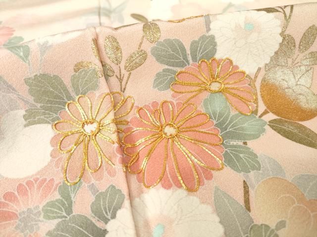 平和屋着物○訪問着 友禅 作家物 駒刺繍 草花文 金彩 正絹 逸品