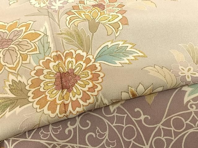 平和屋着物○訪問着 駒刺繍 草花文 暈し染め 金糸 金彩 正絹 逸品