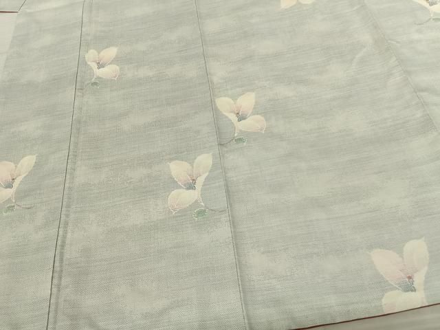 平和屋着物○本場大島紬 白大島 カタス9マルキ 舞花文 正絹 逸品 未