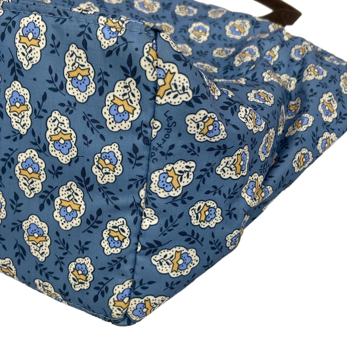 LESPORTSAC(レスポートサック) ハンドバッグ - ブルー×ダークブラウン×マルチ 花柄 - メルカリ