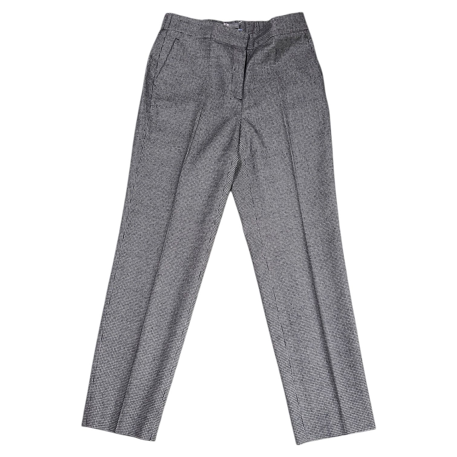ZK11 【美品】セオリーリュクス Theory Luxe パンツ ボトムス 千鳥柄 白黒グレー ベルトループなし フェイクポケット2つ ...