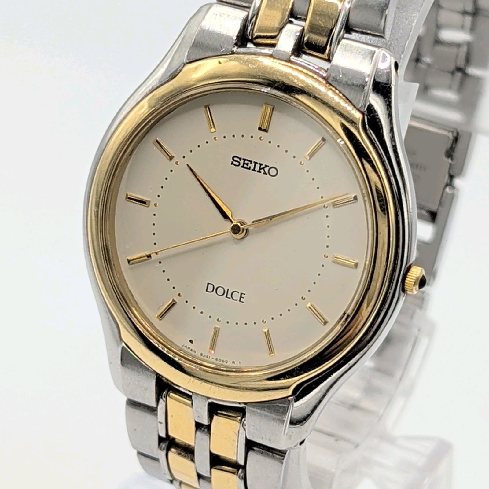 SEIKO Dolce 8J41-6030 Watch Quartz Men's Round Gold Silver Combi Y2K ...