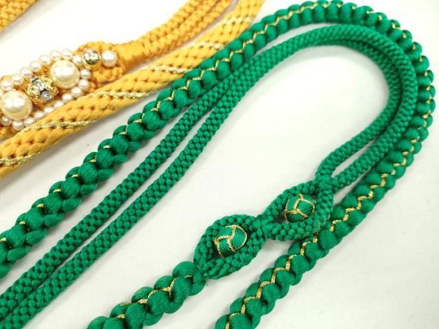 平和屋着物▽和装小物 帯締め3本セット 振袖用 飾り付き パール 小田