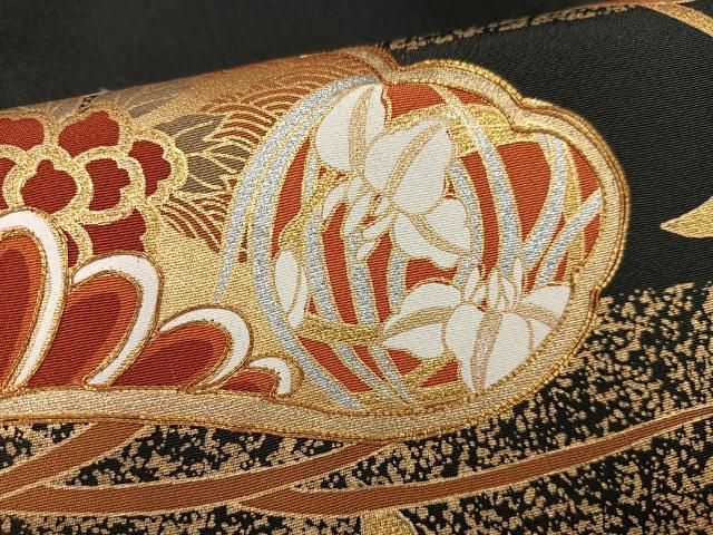 平和屋着物□豪華黒留袖 駒刺繍 飛鶴松文 金銀彩 正絹 逸品 未使用