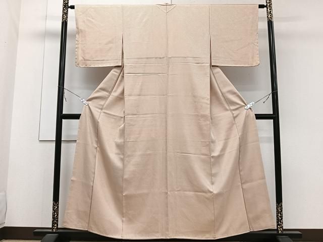 平和屋着物□上質な色無地 鹿の子地紋 肌色 正絹 逸品 CABB8417xi