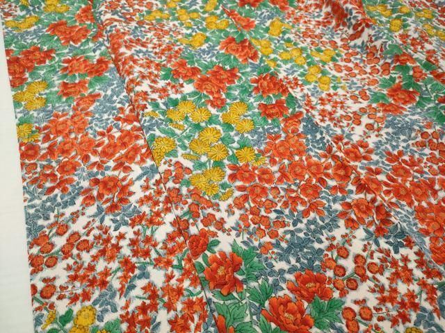 平和屋着物□上質な小紋 草花文 金彩 鬼しぼ縮緬 正絹 逸品 AABE0915gw