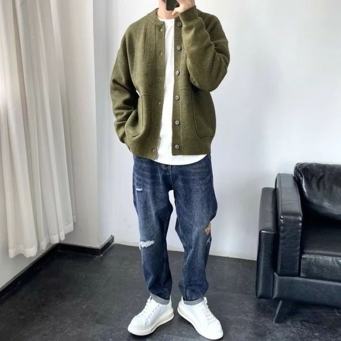 カーディガン メンズ トップス 薄手 長袖 ニットカーディガン アウター