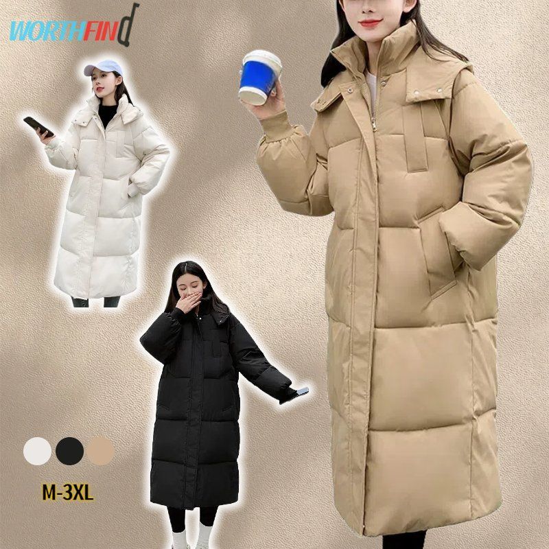 膝丈 ベンチコート フード付き ロングコート レディース 中綿