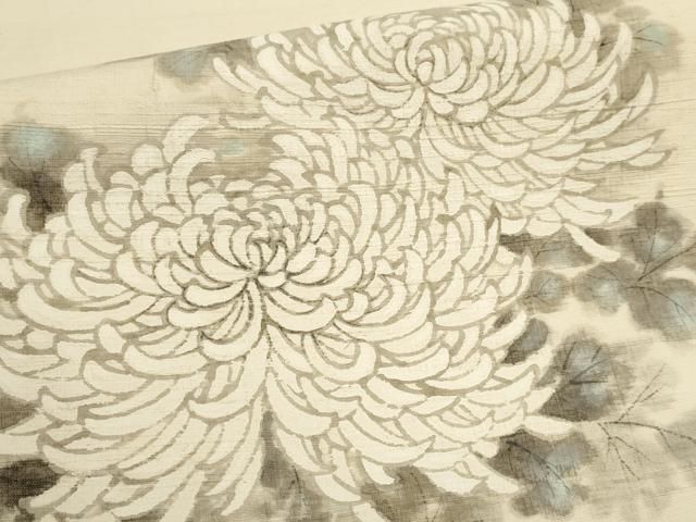 平和屋着物▽太鼓柄袋帯 紬地 作家物 手描き 草花文 正絹 逸品