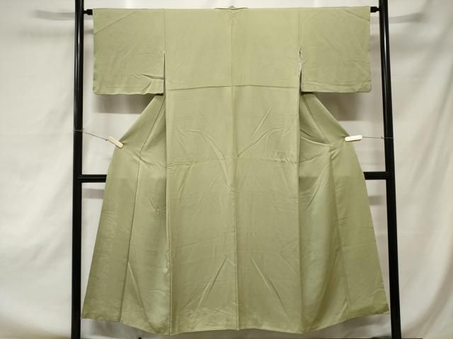 平和屋着物□上質な色無地 風景地紋 山葵色 正絹 逸品 CAAZ5801ev