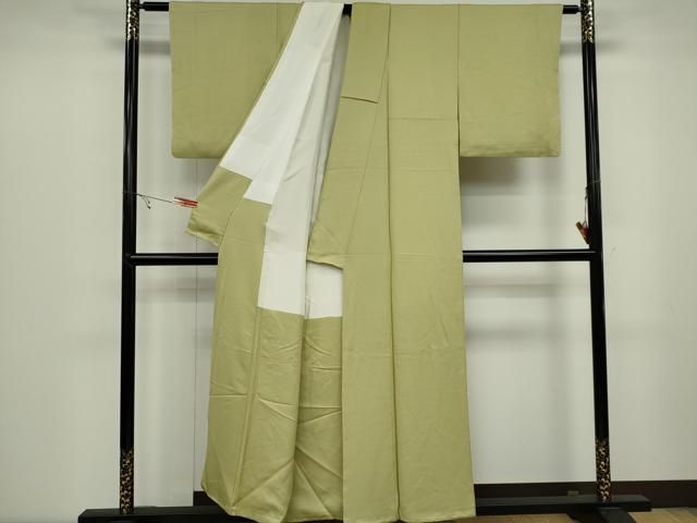 平和屋着物□上質な色無地 草花地紋 若芽色 正絹 逸品 CABB1795ou