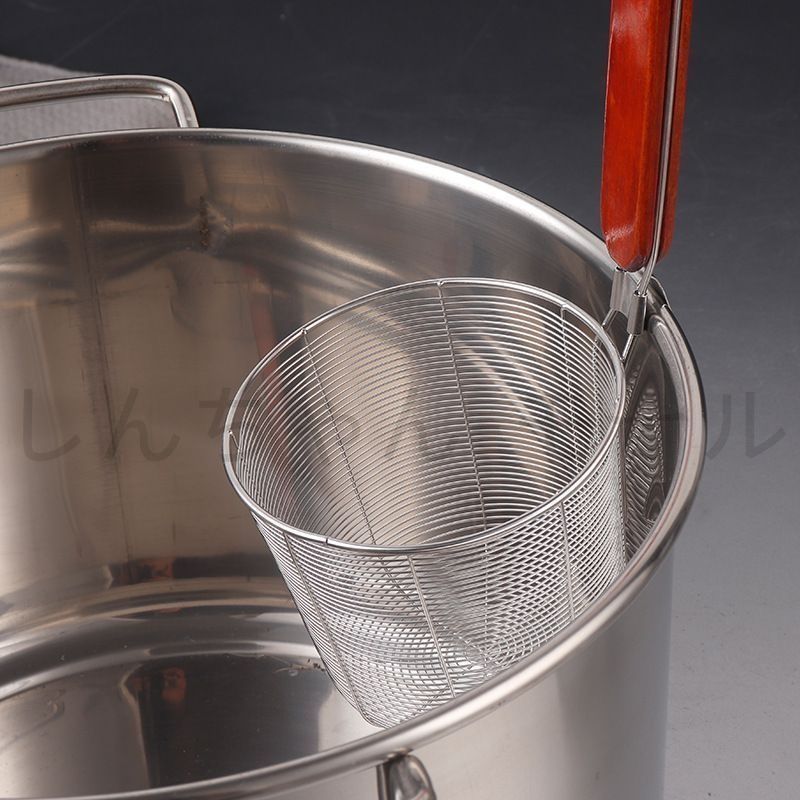 新入荷 業務用店舗用 そばゆで釜 茹麺鍋セット リング付 ザル付 3*13cm