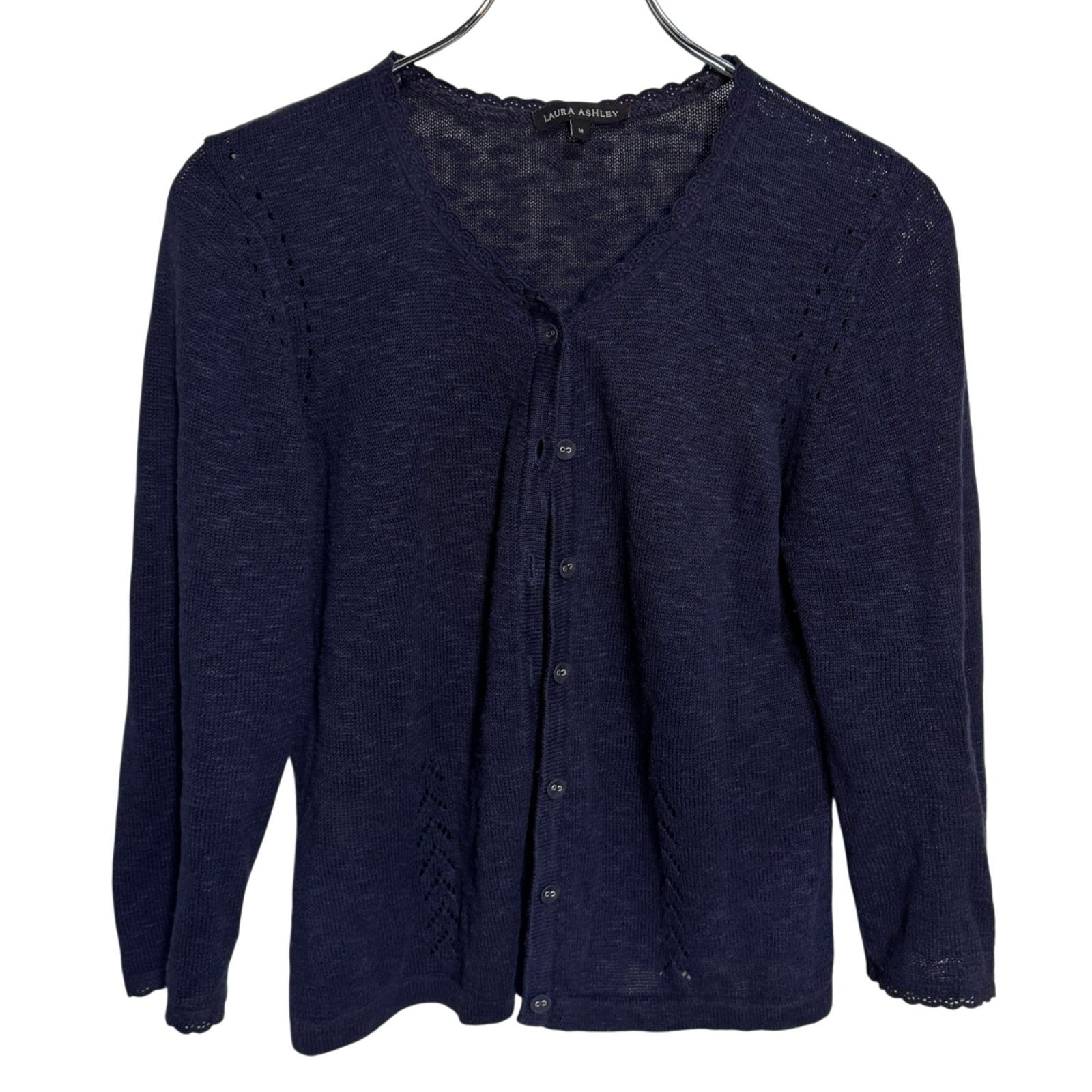 B076 LAURA ASHLEY ローラアシュレイ カーディガン ネイビー 長袖 シンプル カジュアル レディース M - メルカリ