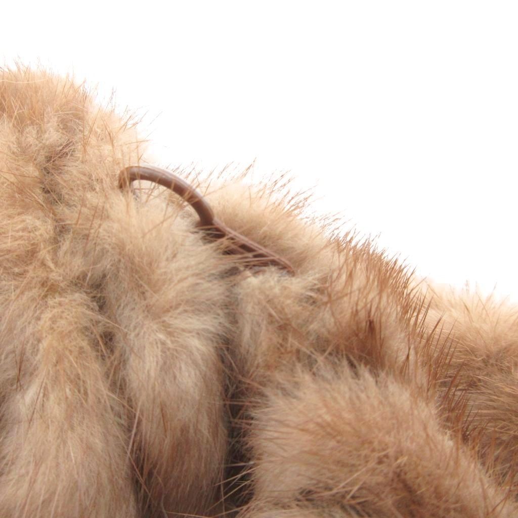 ノーブランド ファーコート ミンク 毛皮 ストライプ 11 ベージュ /JS