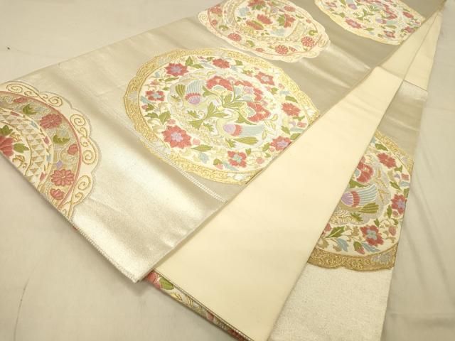 平和屋着物◎六通柄袋帯 唐織 正倉院更紗花鳥文 金銀糸 正絹 逸品