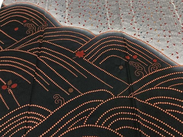 平和屋着物●訪問着　絞り　立波舞花文　暈し染め　金通し地　正絹　逸品　CABA6247yc 平和屋着物□訪問着 絞り 立波舞花文 暈し染め 金彩 正絹 逸品