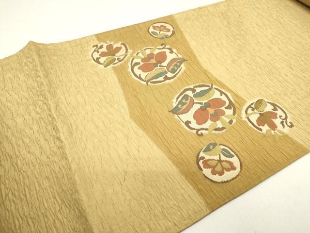 平和屋着物◎太鼓柄袋帯 ふくれ織 花丸文 正絹 逸品 DAAZ1888xg - メルカリ