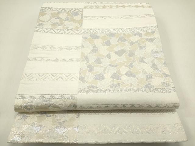 平和屋着物◎六通柄袋帯 市松横段文 金銀糸 正絹 逸品 DAAZ1896xg