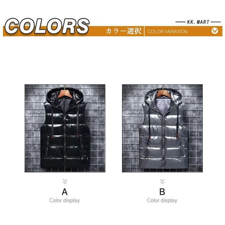 ダウンベスト メンズ ライト フード付き 保温 防風 軽量 カップル 中綿