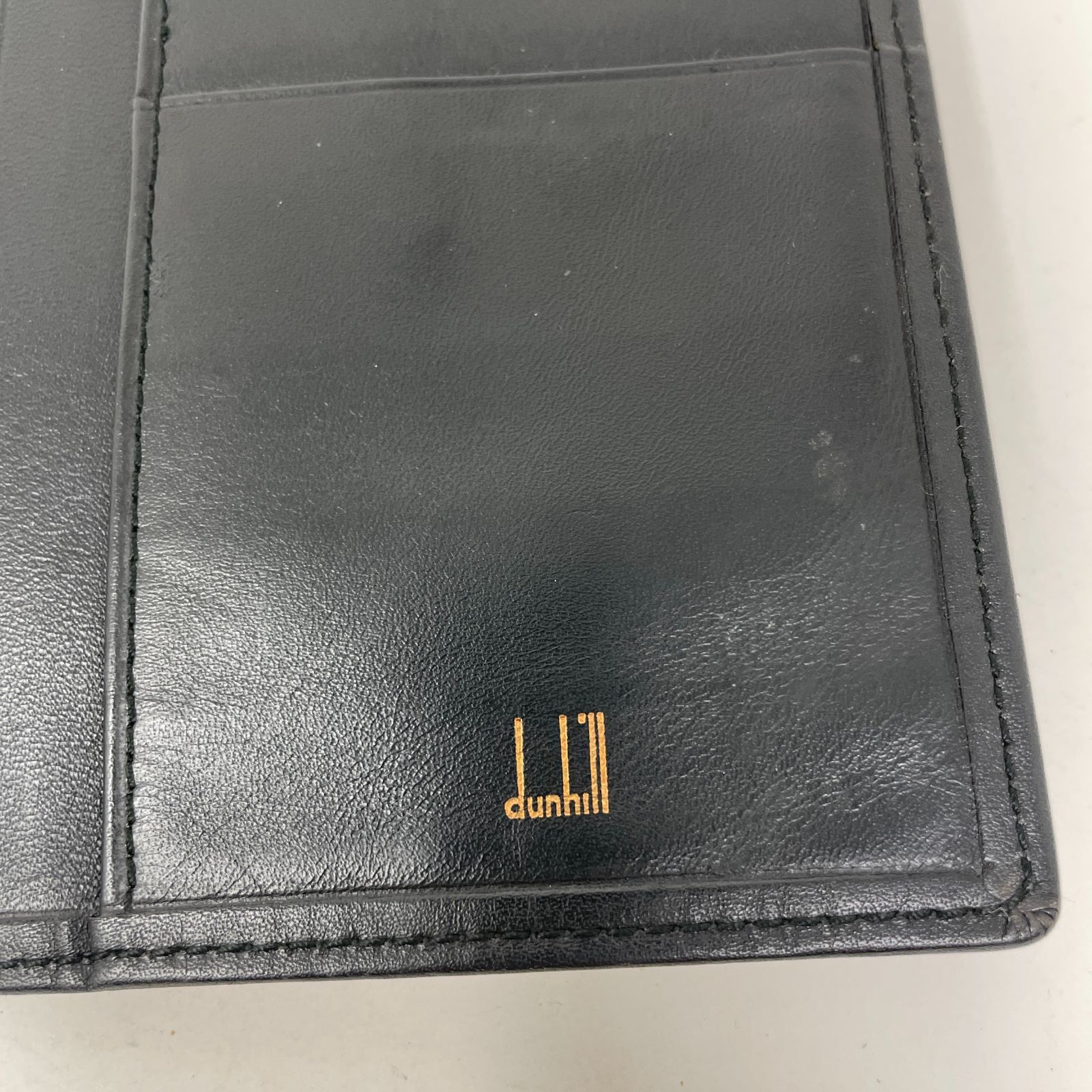 ダンヒル dunhill ゴールド ロゴプレート 二つ折り長財布 ブラック