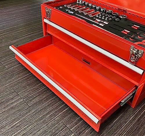 【迅速に発送】イーバリュー(E-Value) 整備工具セット ツール80点+ツールチェスト レッド EVAマットトレー仕様 各種メンテナンス ...