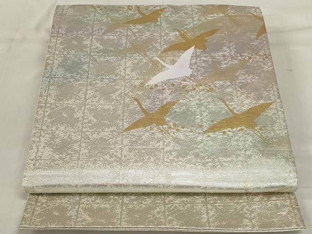 平和屋着物◎佐賀錦 太鼓柄袋帯 飛鶴箔散らし 金銀糸 正絹 逸品