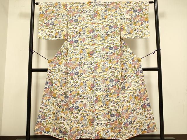 平和屋着物□上質な小紋 型染 流水草花文 正絹 逸品 DAAZ5424du - メルカリ