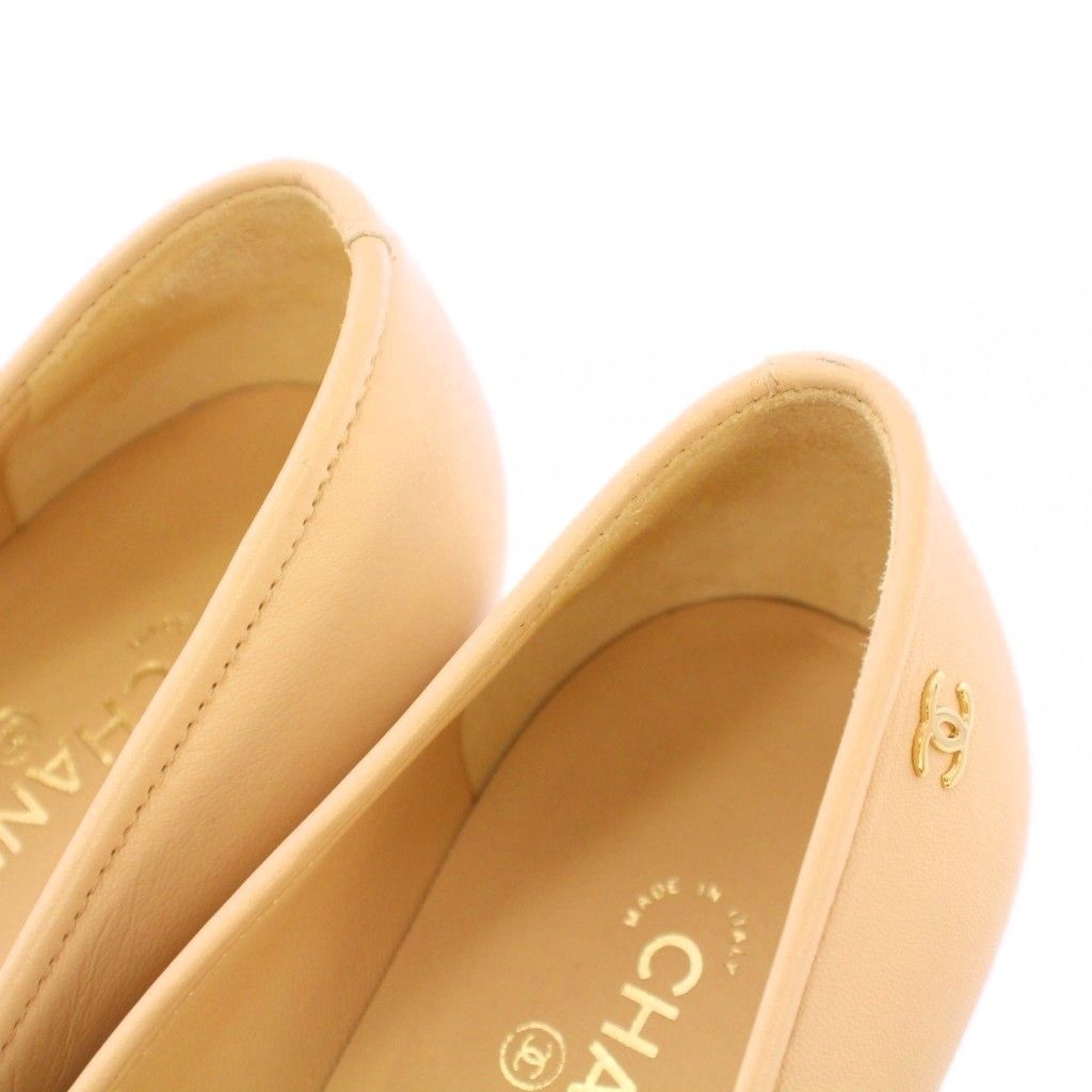 シャネル CHANEL パンプス ラウンドトゥ チャンキーヒール レザー