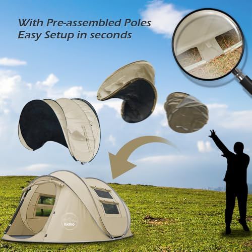 KAZOOキャンプ用自動屋外ポップアップテント防水用クイック