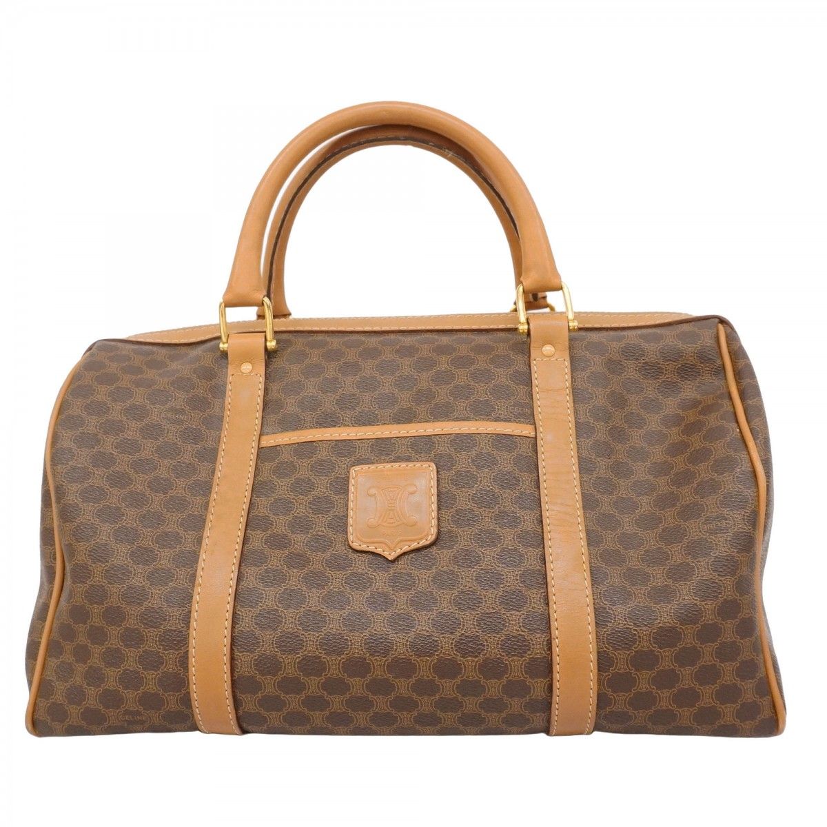 5pd6622】セリーヌ ハンドバッグ マカダム PVC ブラウン ゴールド金具