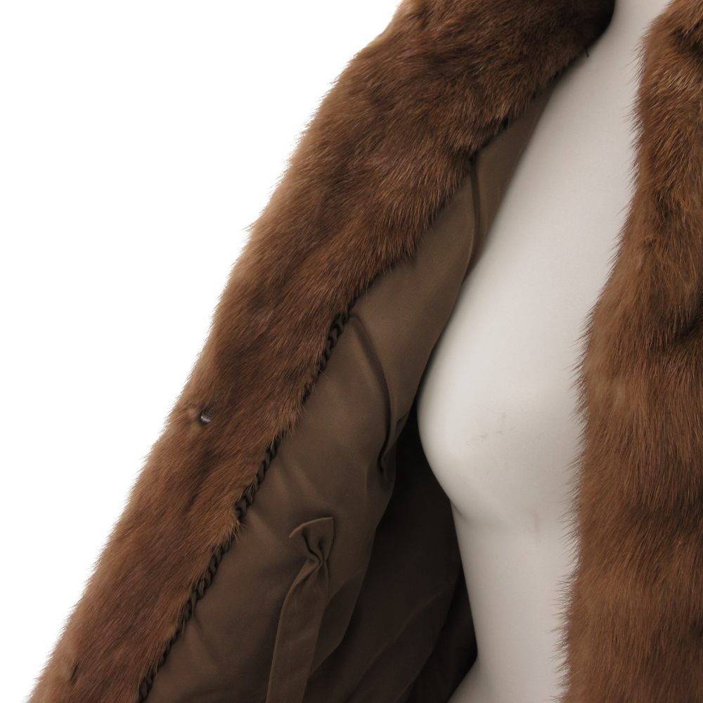 ノーブランド ファーコート ミンク 毛皮 ハーフ 6 茶 ブラウン □GY18
