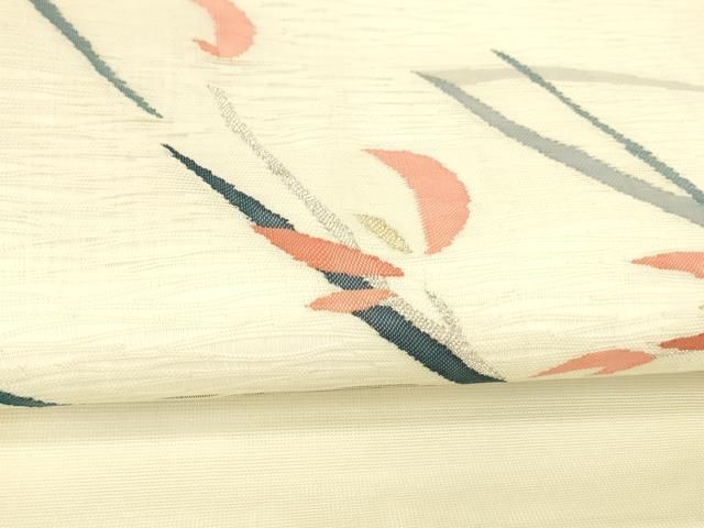 平和屋着物＊夏物 太鼓柄袋帯 草花文 金銀糸 正絹 逸品 DABA0267cm