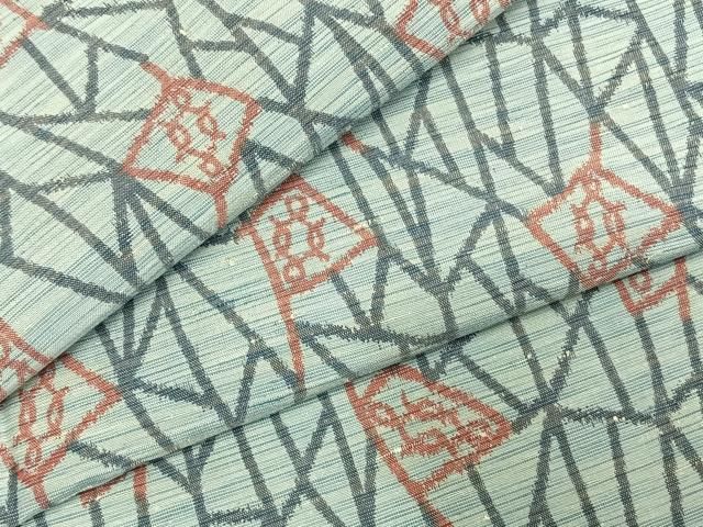 平和屋着物▽上質な紬 単衣 幾何学文様 正絹 逸品 未使用 AABE5697fy