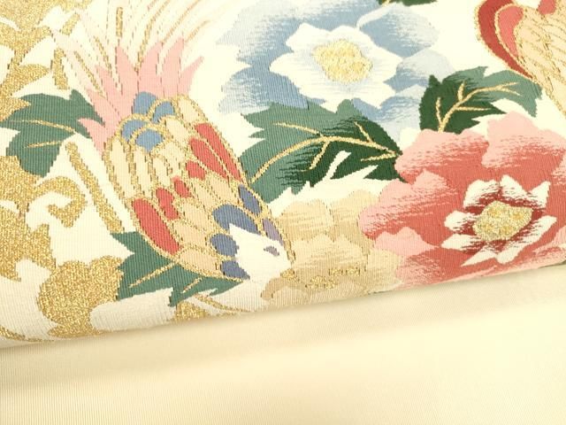 平和屋着物○爪掻き本綴れ 八寸名古屋帯 花鳥文 金糸 正絹 逸品