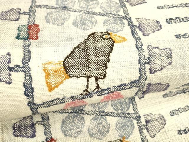 平和屋着物○八寸名古屋帯 紬地 抽象鳥文 正絹 逸品 DABB3139cm - メルカリ