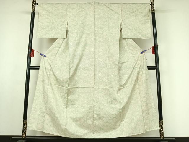 平和屋着物▽本場大島紬 白大島 単衣 草花文 正絹 逸品 AABF0962jh