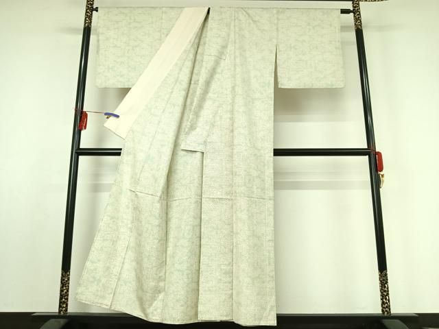 平和屋着物▽本場大島紬 白大島 単衣 草花文 正絹 逸品 AABF0962jh