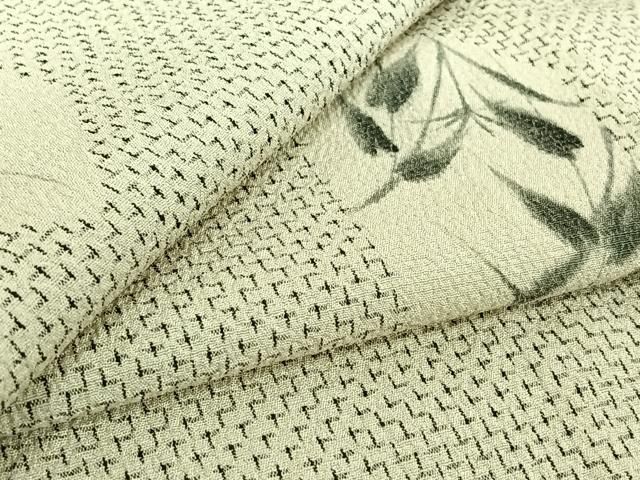 平和屋着物▽本塩沢 単衣 手描き 亀甲花文 正絹 逸品 AABF0988jh