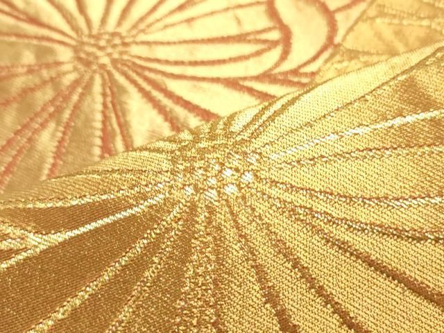 平和屋着物○西陣 川島織物 六通柄 本袋帯 切嵌菊文 金糸 正絹 逸品