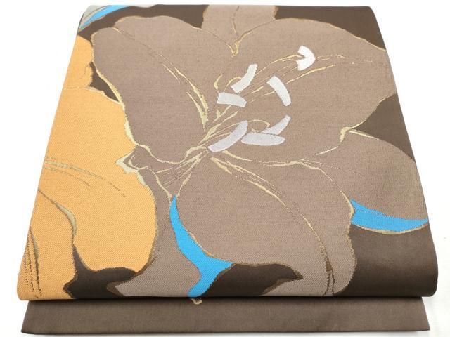 平和屋着物●世界的人形師　辻村寿三郎　ジュサブロー　六通柄袋帯　唐織　舞蝶文　金糸　正絹　逸品　CABA9144dy 平和屋着物○世界的人形師 辻村寿三郎 ジュサブロー 六通柄袋帯 舞花文