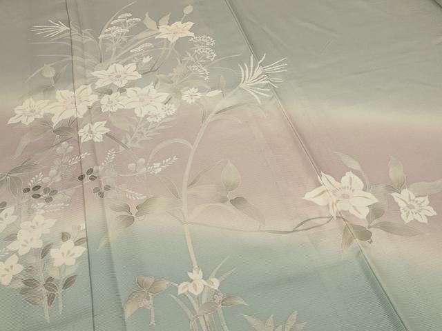 平和屋着物＊夏物 訪問着 絽 草花文 暈し染め 正絹 逸品 AABF1588jd
