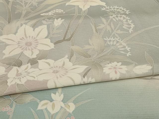 平和屋着物＊夏物 訪問着 絽 草花文 暈し染め 正絹 逸品 AABF1588jd