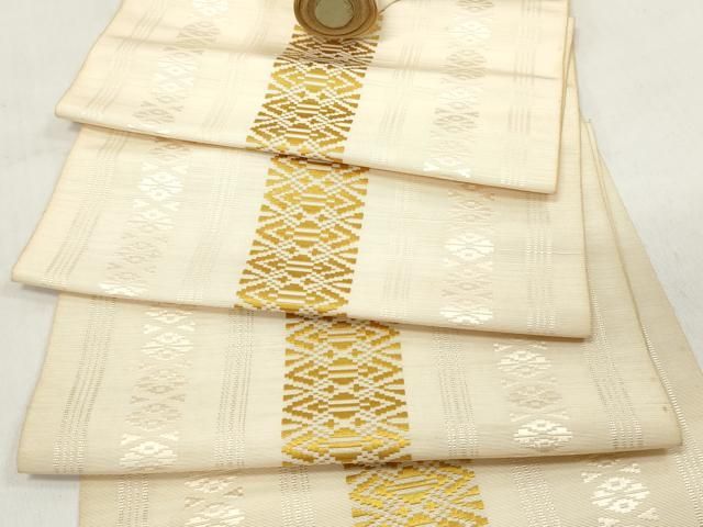 平和屋着物▽本場筑前博多織 名古屋帯 帯反物 献上 証紙付き 逸品 未