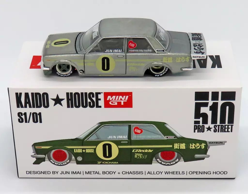 【中古】ミニカー 1/64 ダットサン 510 プロストリート OG KAIDO HOUSE 左ハンドル(グリーン) 「ミニGTシリーズ ...