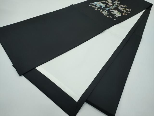 平和屋本店○極上 岡重謹製 OKAJIMA 塩瀬 九寸開き名古屋帯 象 更紗花