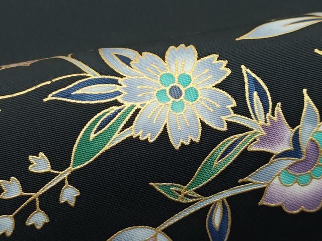 平和屋本店○極上 岡重謹製 OKAJIMA 塩瀬 九寸開き名古屋帯 象 更紗花