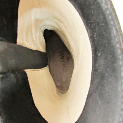 シャネル CHANEL スウェード サイドジップ ミドル ブーツ ハイヒール